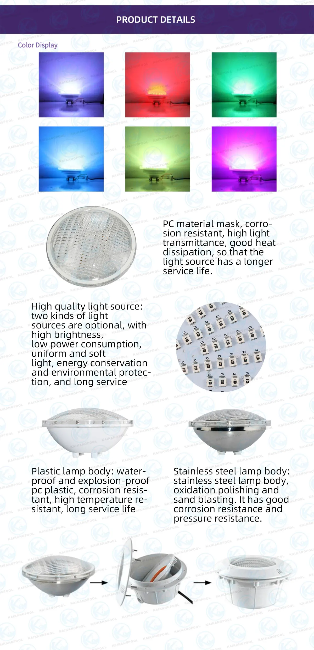 Swimming Pool Light For 12v 300w Halogen Lamp Led Replacement - Buy ...