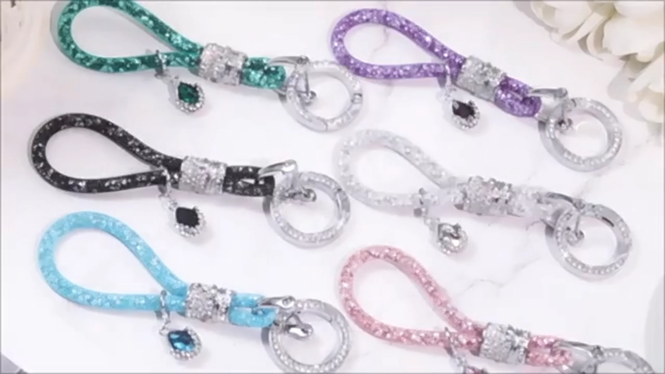 Crystal Bling Key Chains Women Wrist Strap Glitter Rhinestone Keychain ...