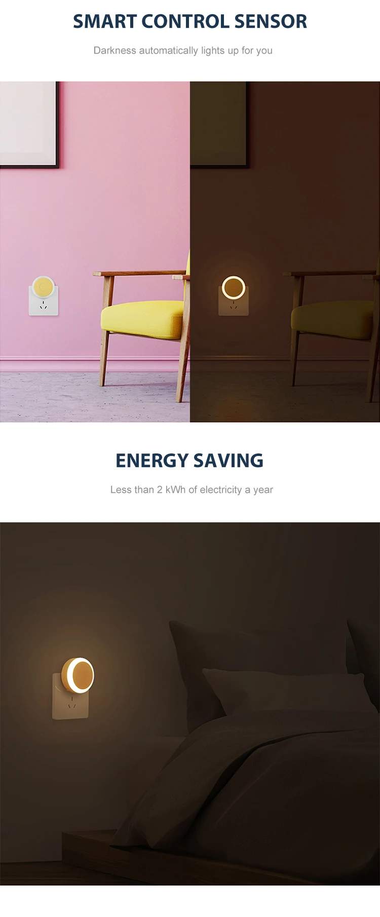 Colorful Night Light Sensor High Efficiency Ce Rohs Bedroom Night Lamp ...