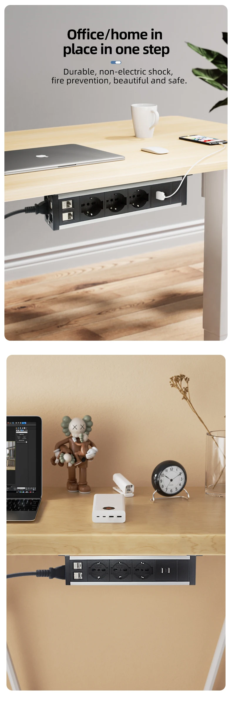 Factory Supply EU Standard Power Under Table Socket USB A+C Desk Edge ...