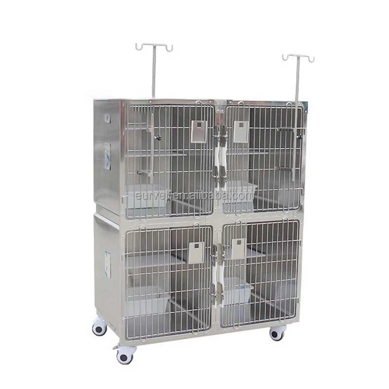 EUR PET Luxury Stainless Steel Veterinary Animal Cage Cat Dog Kennel Cage Modular Vet Pet Cages ...