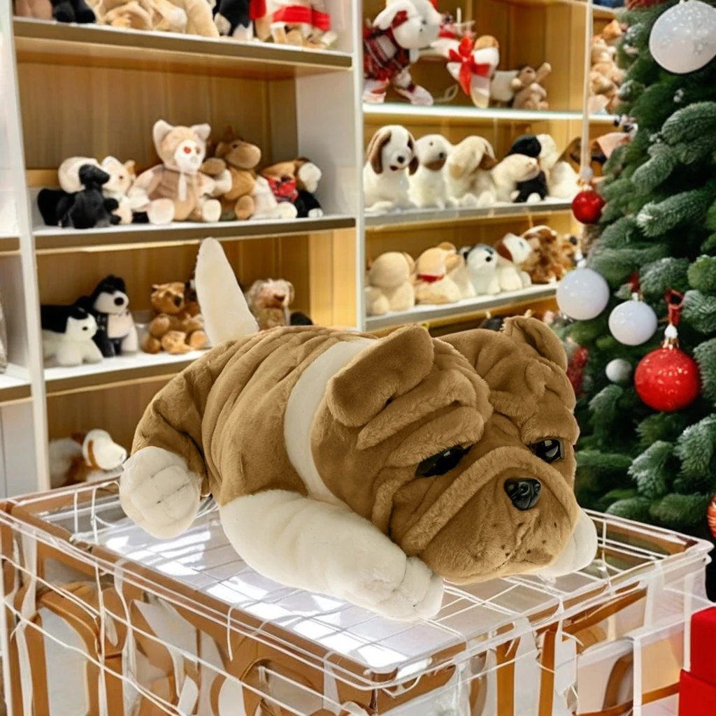 Plushland Realistic Stuffed Puppy Dog Toy Bulldog Figure for Kids ...