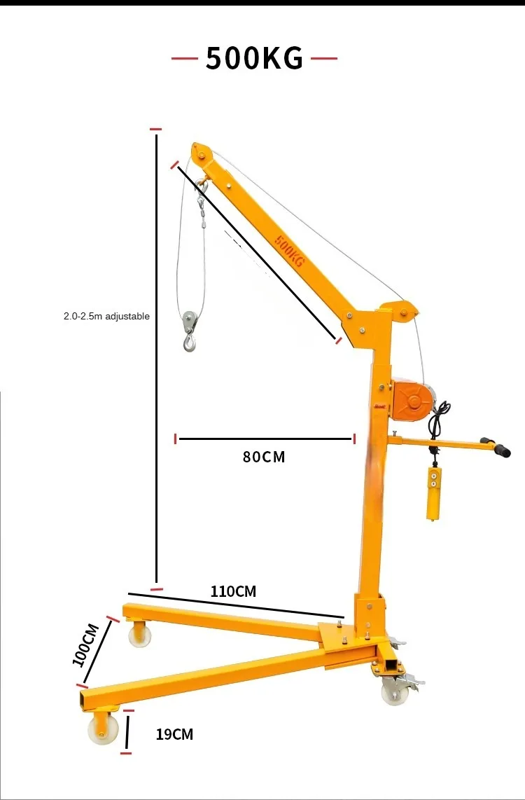 Small Portable 500kg Hand Operated Folding Mini Arm Crane