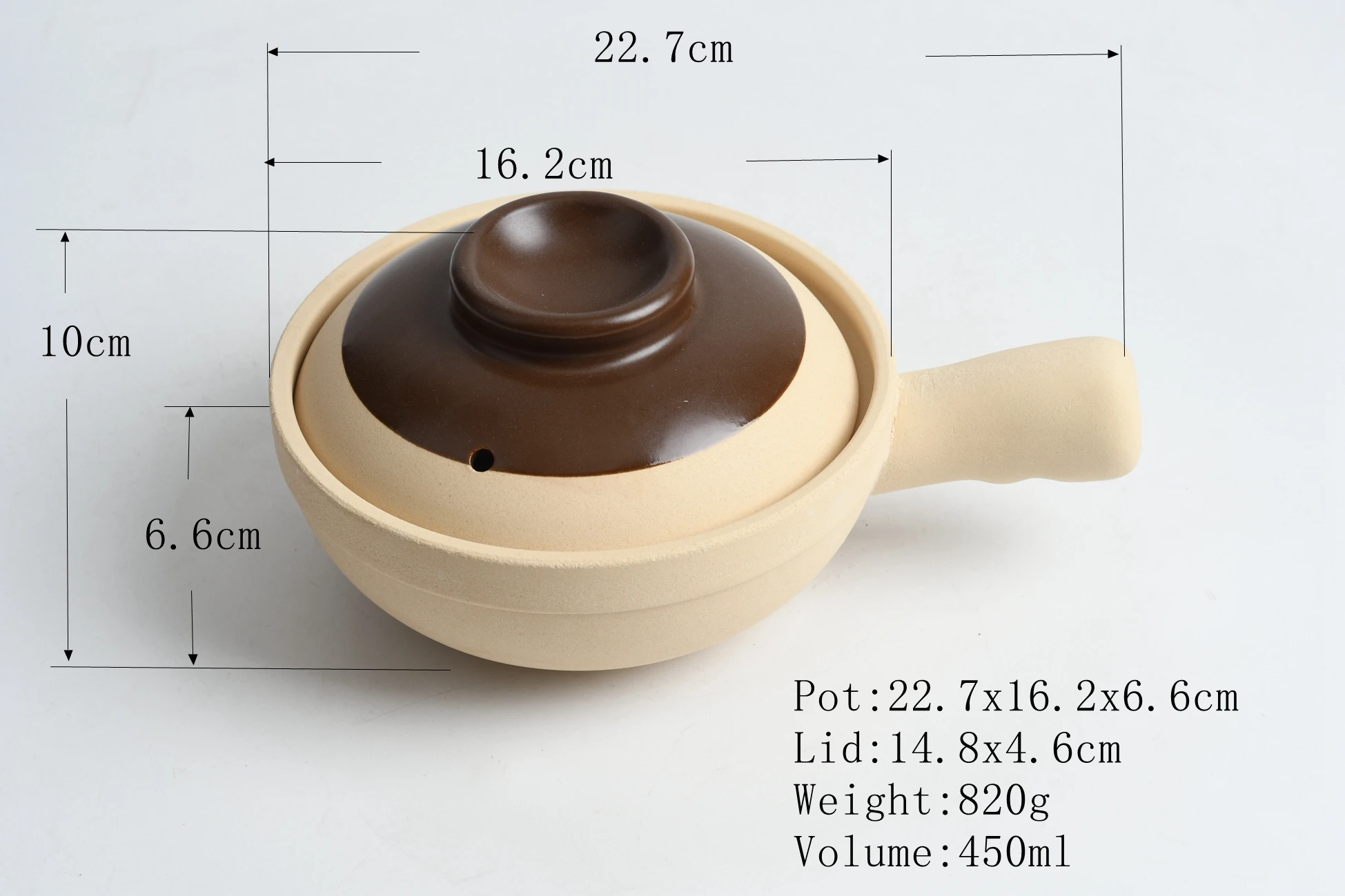 High-Temperature Classic One-Handle Flat Bottom Clay Casserole Ceramic ...