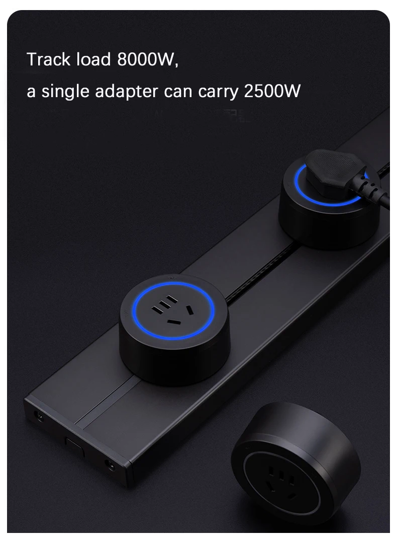 Aluminum Wall Track Socket - Movable Modular Power Rail