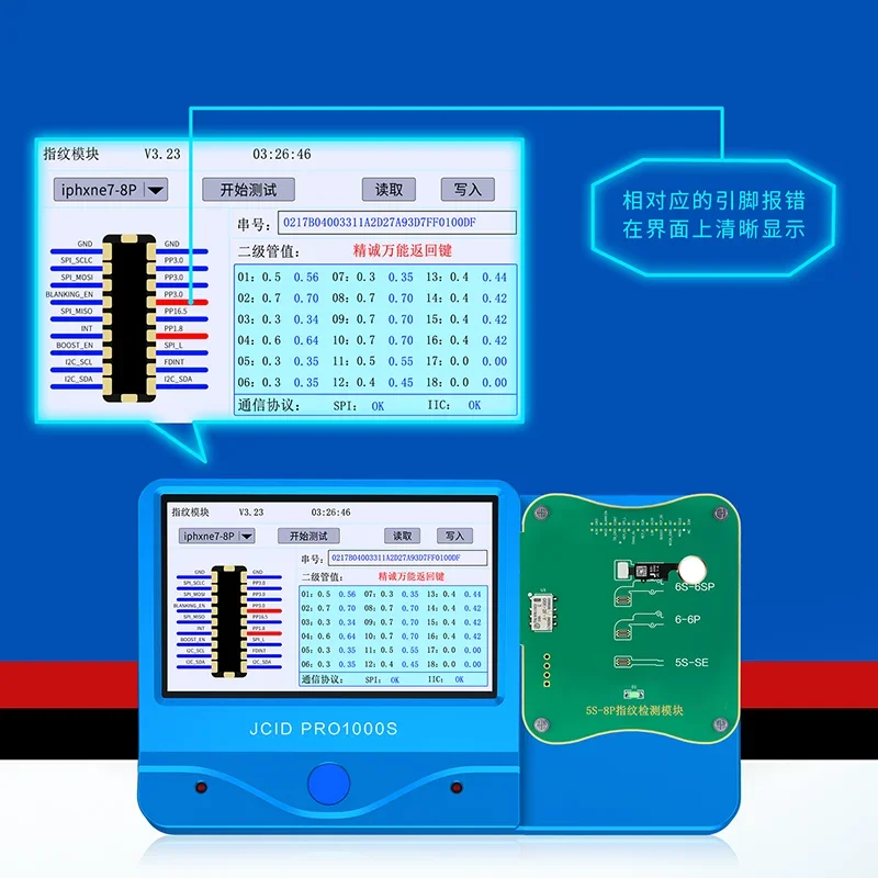 JCID Programmer V1S Pro1000S FPT-1 for iPhone 5S-8P: Fault Detection ...