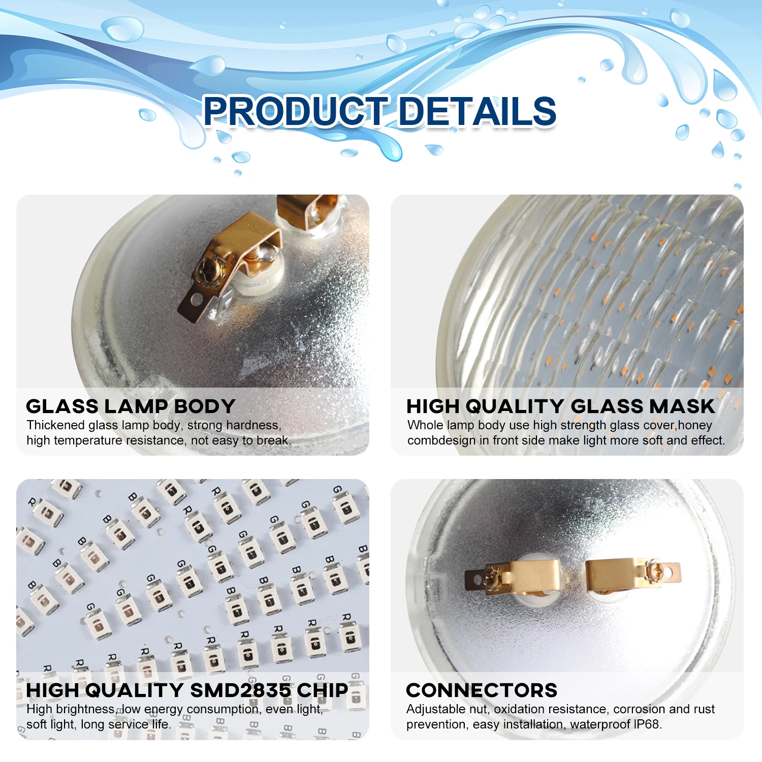 Swimming Pool Lights Led Underwater IP68 Par36 RGB Multi-color Display ...