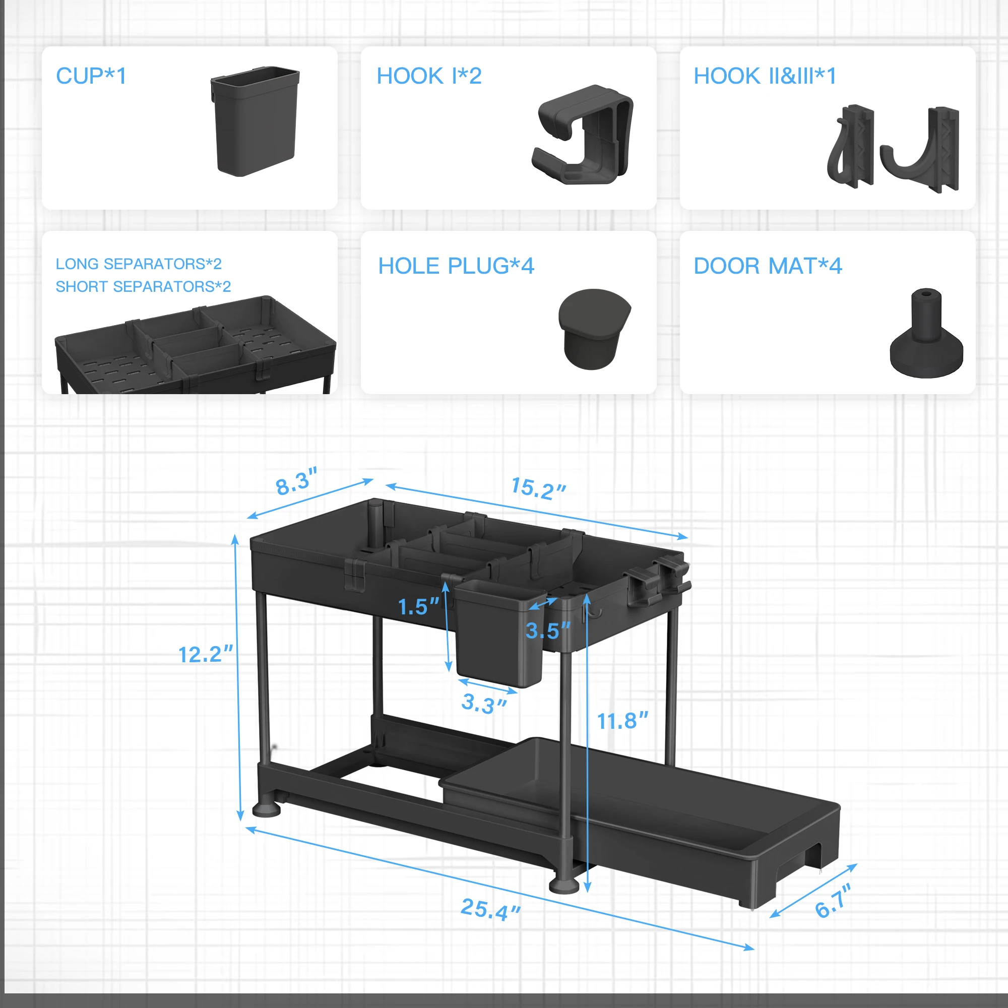 2-layer Foldable Drawer Organizer - Perfect for Kitchen & Bath