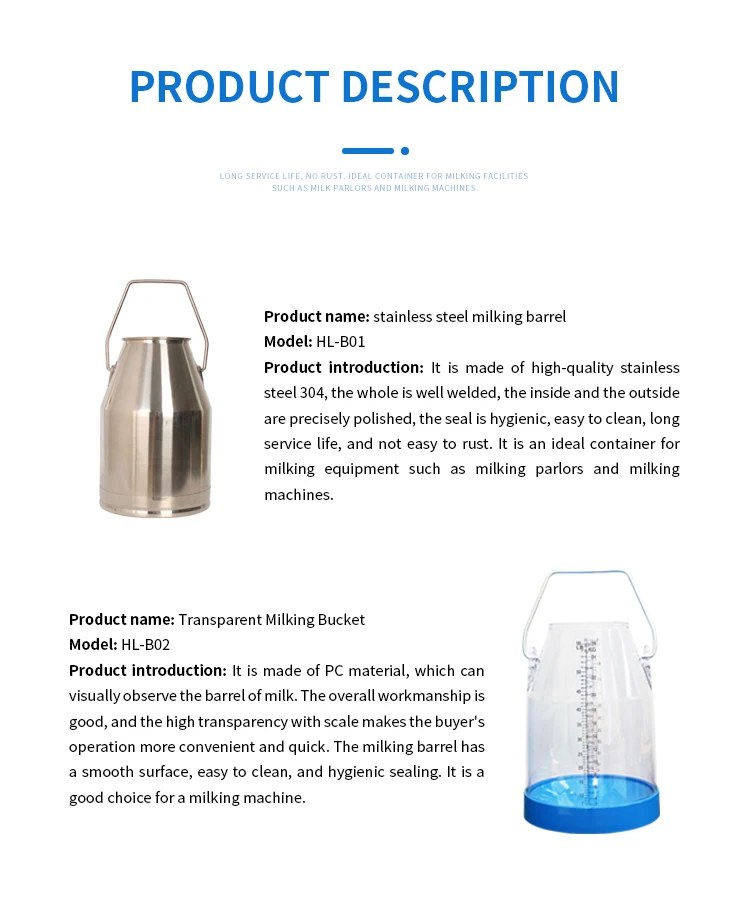 25 Liter Transparent Milking Buckets with Handle for Farms