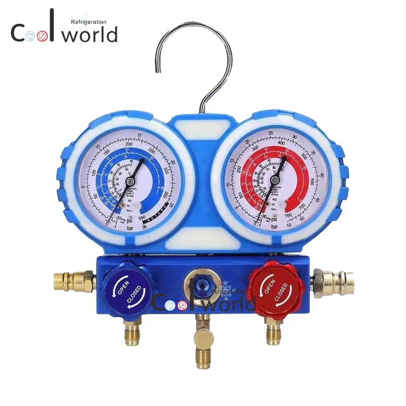 COOLWORLD Manifold Gauge Set - Precision for R134A, R22, R404A, R407C