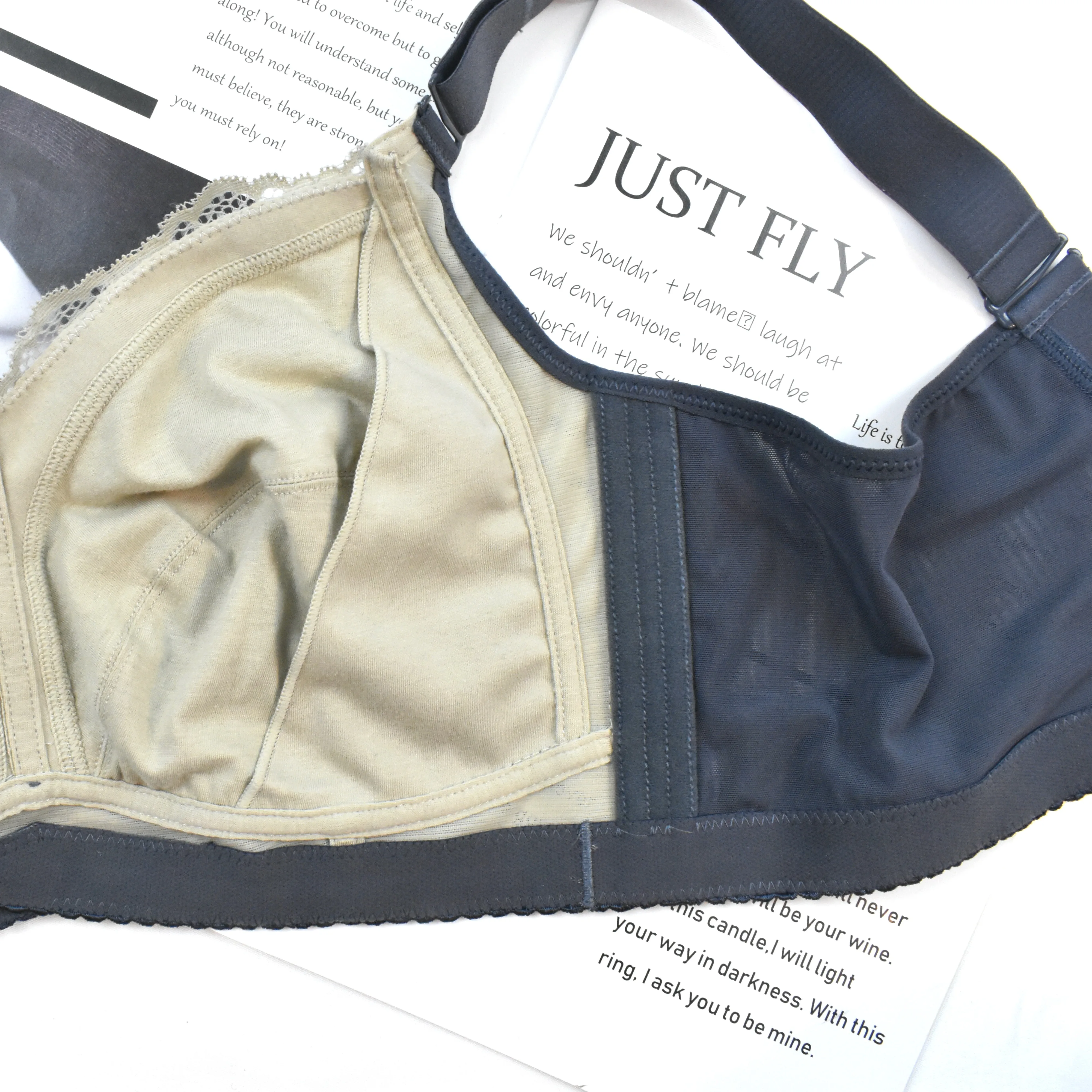 90d-105d Full Cup Wireless Solid Seamless Floral Print Lace Bralette ...