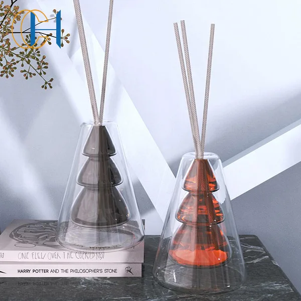 2024 Lovely Unique Christmas Tree Glass Bottle Reed Diffusers Set Home ...