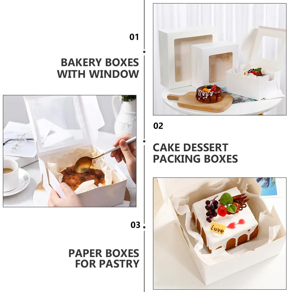 Luxury Cake Boxes with Clear Window - 6, 7, 8, 10 Inch Options for ...