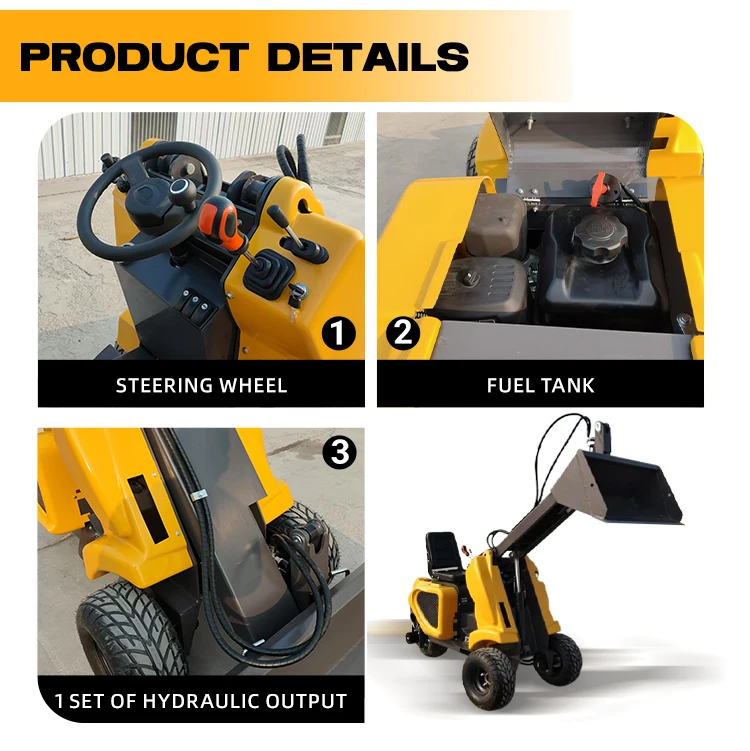 Small 3-Wheel Slip Loader Forklift Truck Diesel Powered EPA Engine for ...