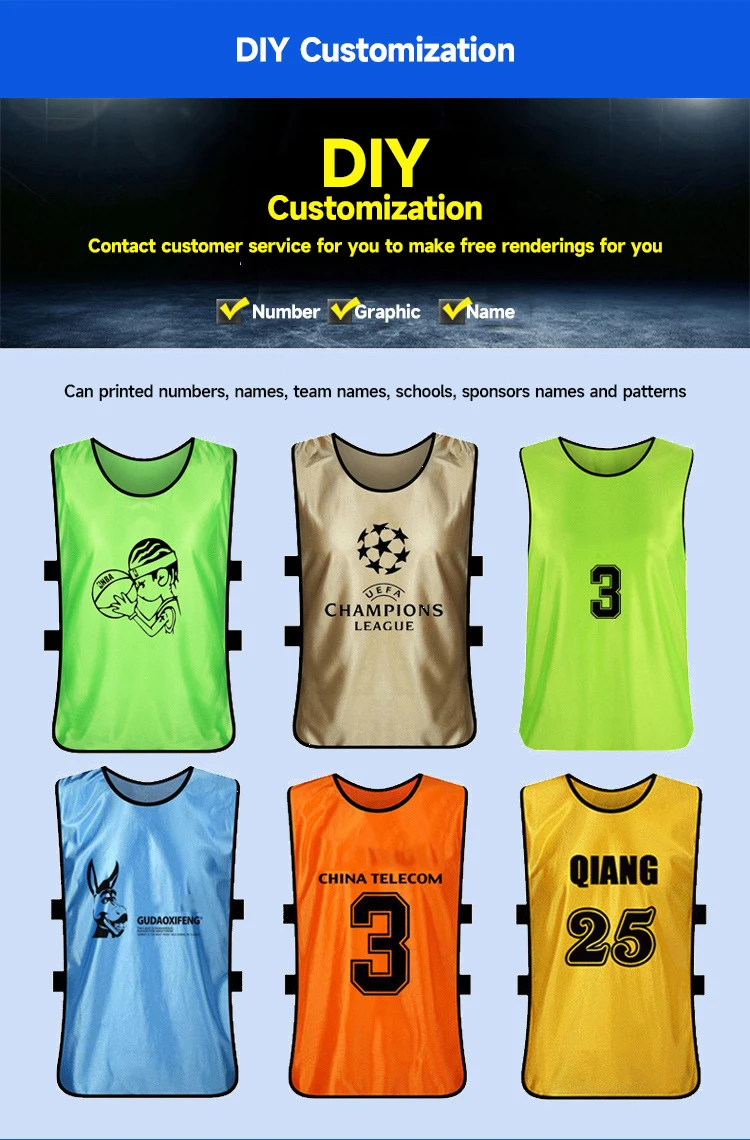 Wholesale Print Name Youth Mesh Training Children Adult Kids Reversible ...