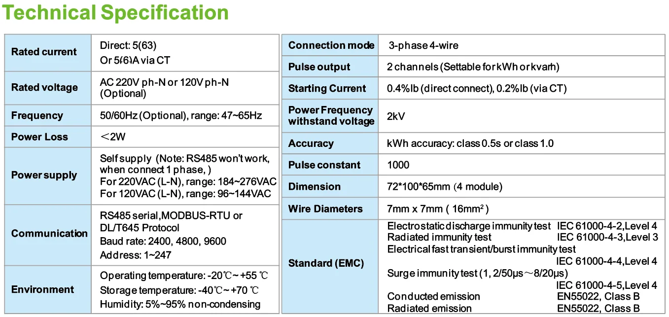 Din-Rail AC Three-Phase Multifunction Energy Meter SPM93 with 7+1 Digits LCD Display and Modbus ...
