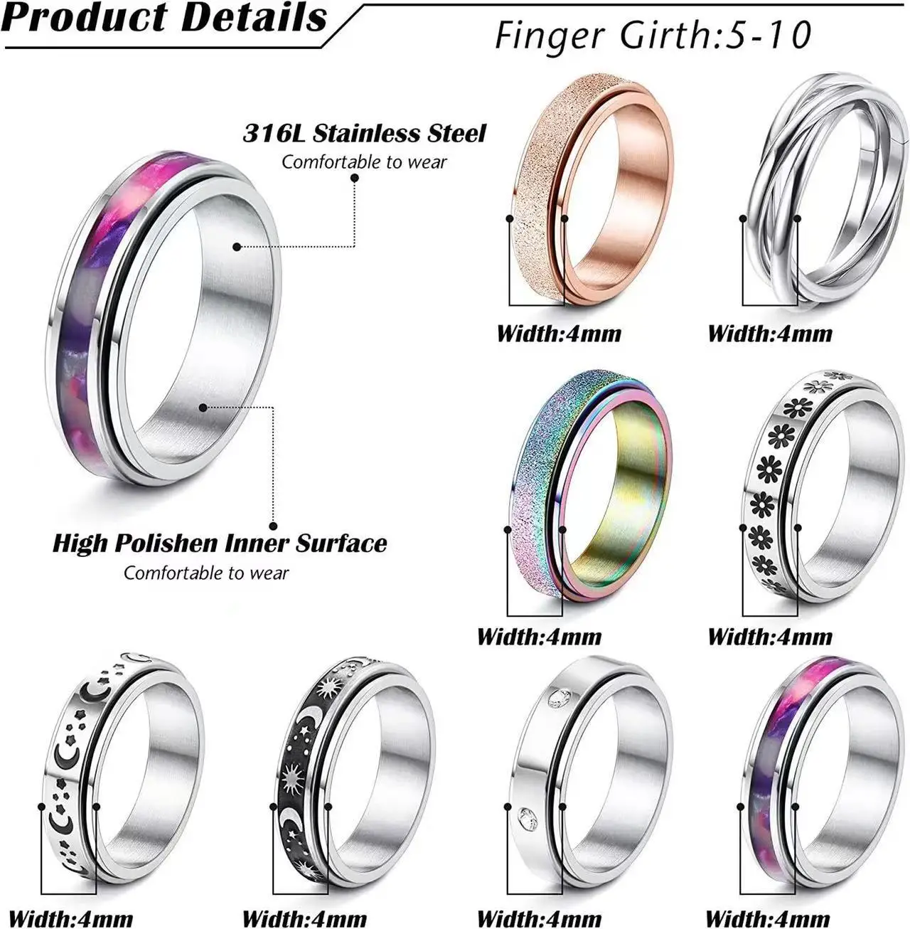 Factory Price Men Anti-anxiety Spinner Fidget Cross Skull Ving Bead ...