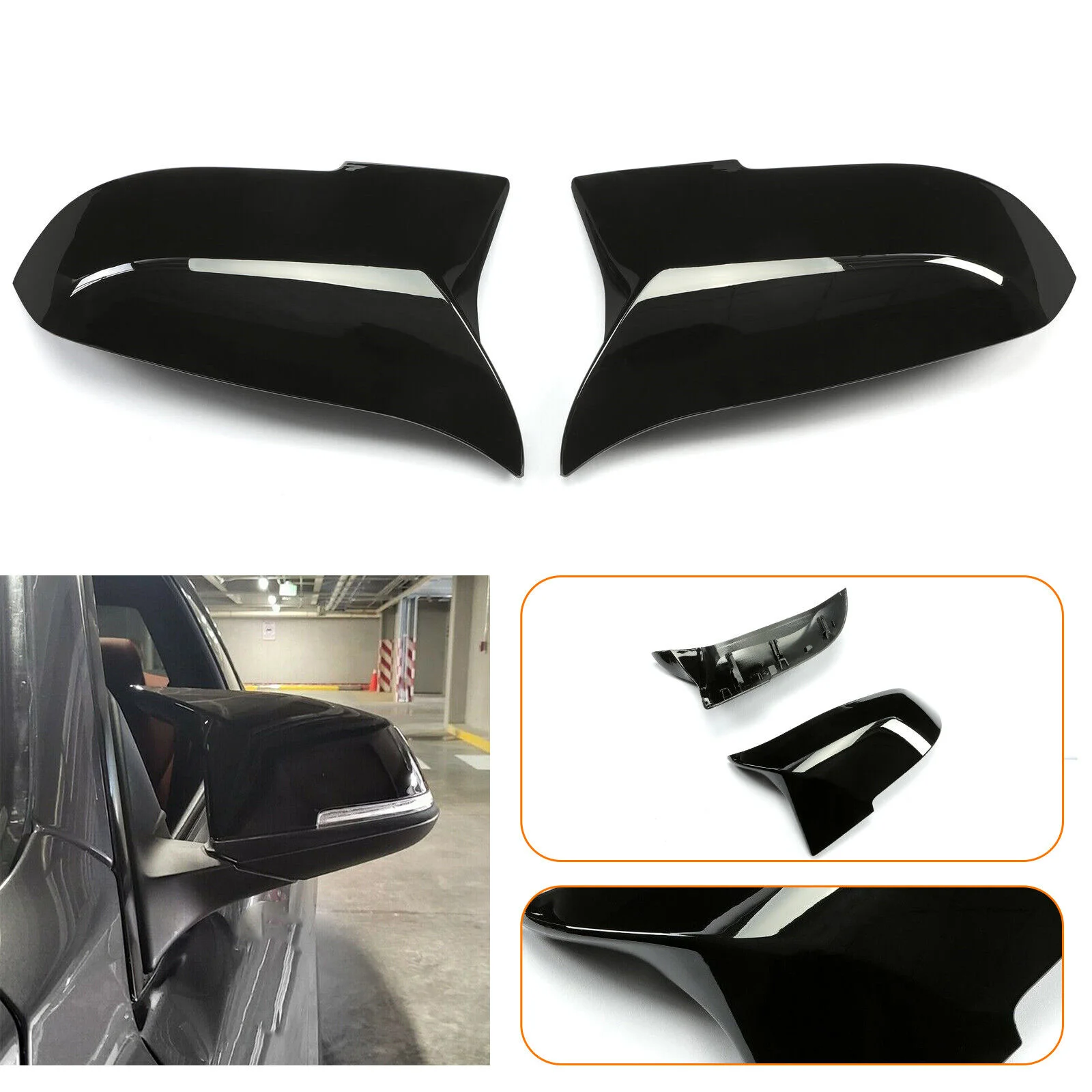 Black Car Mirror Cover for BMW 1234 Series F20 F21 F22 F23 F30 F32 F33 ...