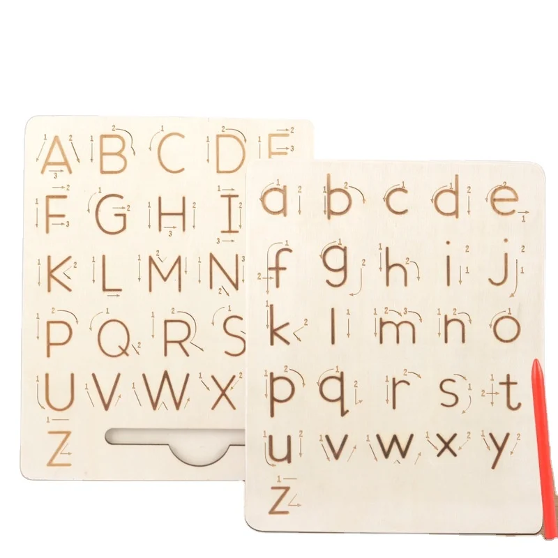 Wooden Letters Practicing Board,Double-Sided Alphabet Tracing Tool ...