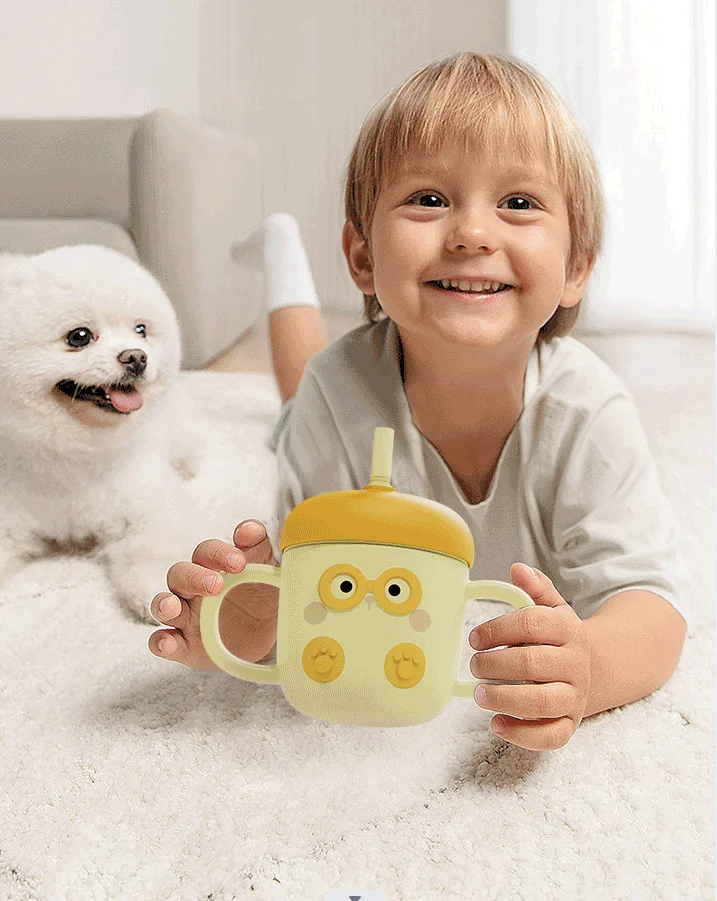 Food Grade Silicone Plastic Water Milk Cup Baby Sippy Training Cup With ...