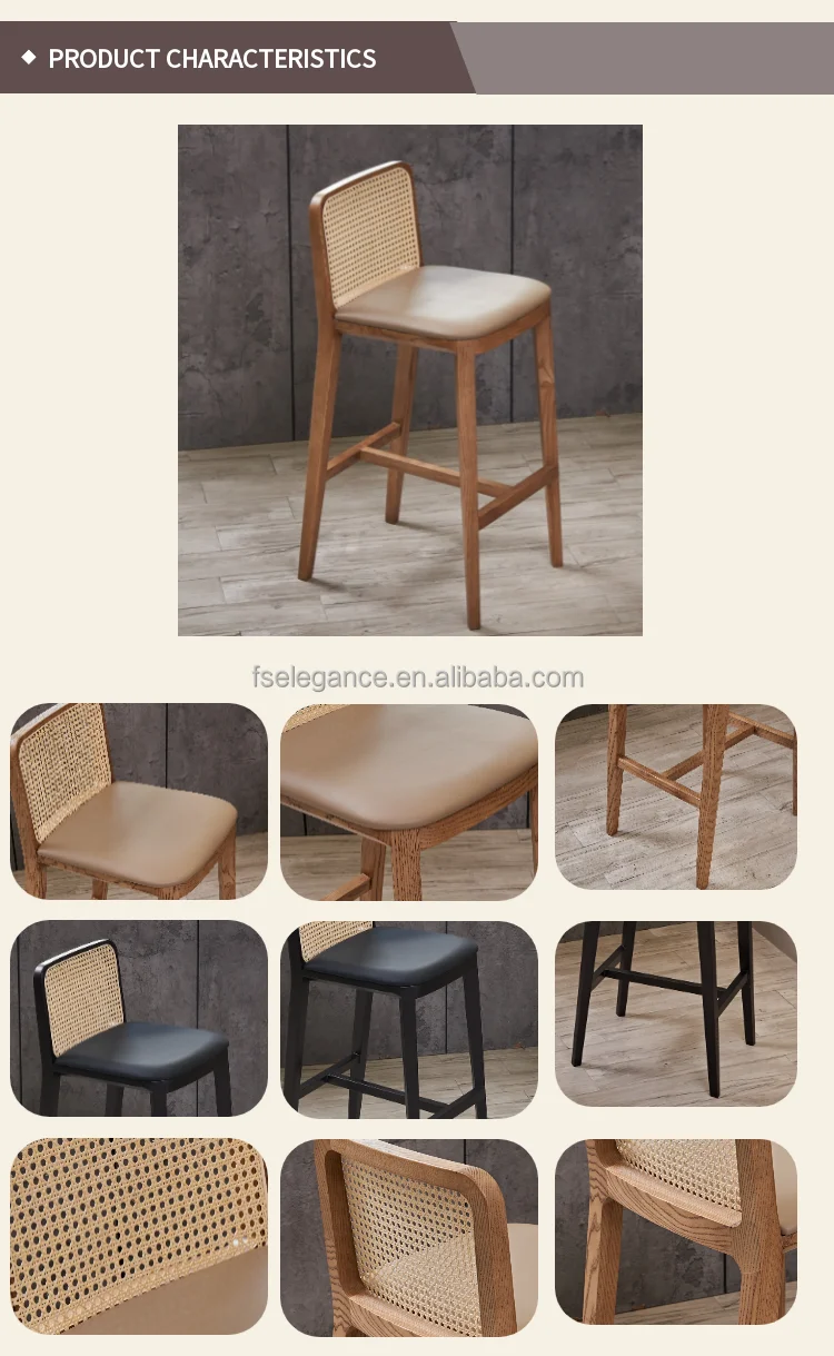 Luxury Wood Bar Stool High Stools Bar Chairs for Kitchen