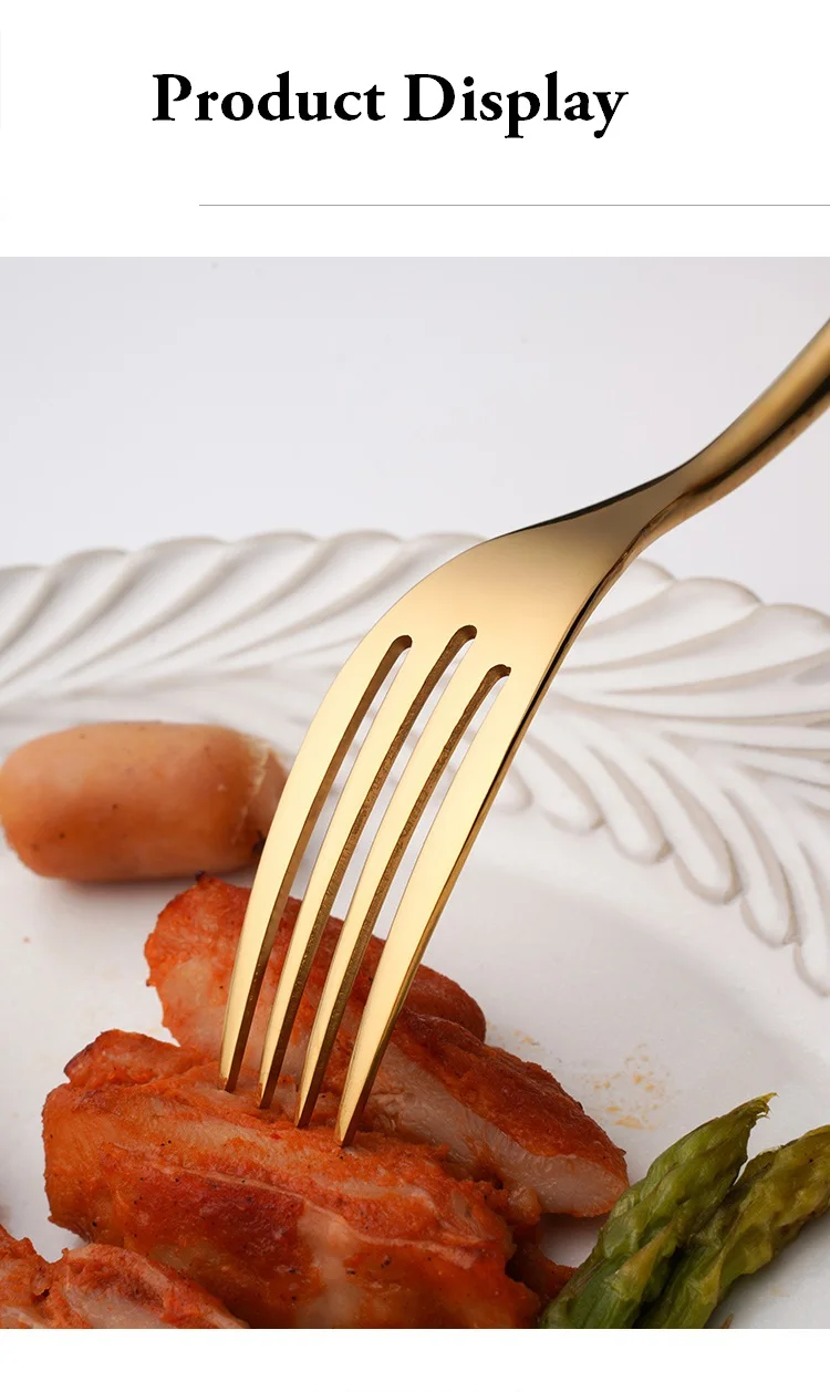 Thick Handle Stainless Steel Gold Flatware Juego De Cubiertos ...