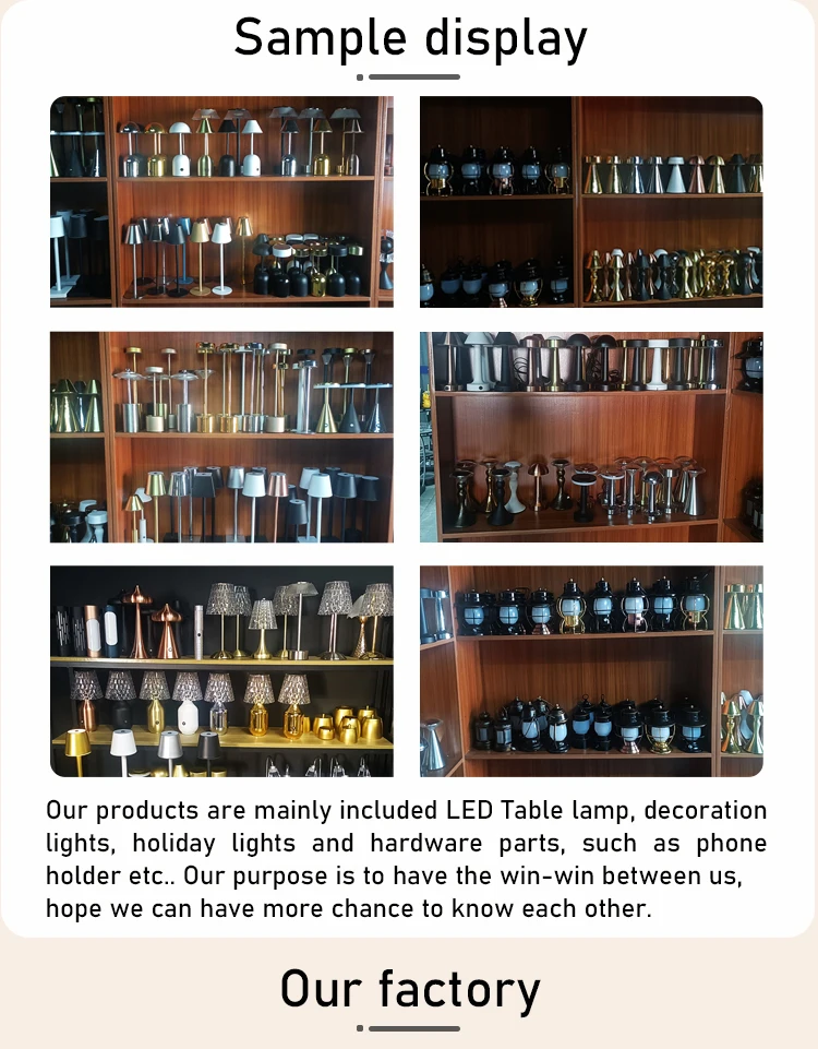 LED Table Lamp - Rechargeable Metal Restaurant Lights