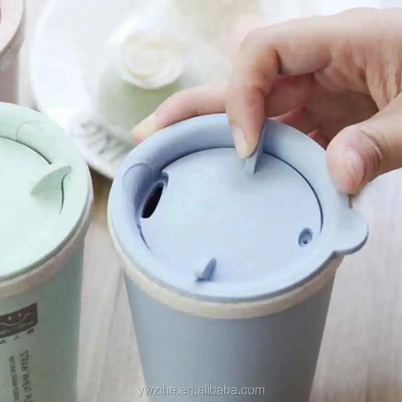 Double-wall Insulation Wheat Fiber Straw Coffee Cup Travel Mug ...