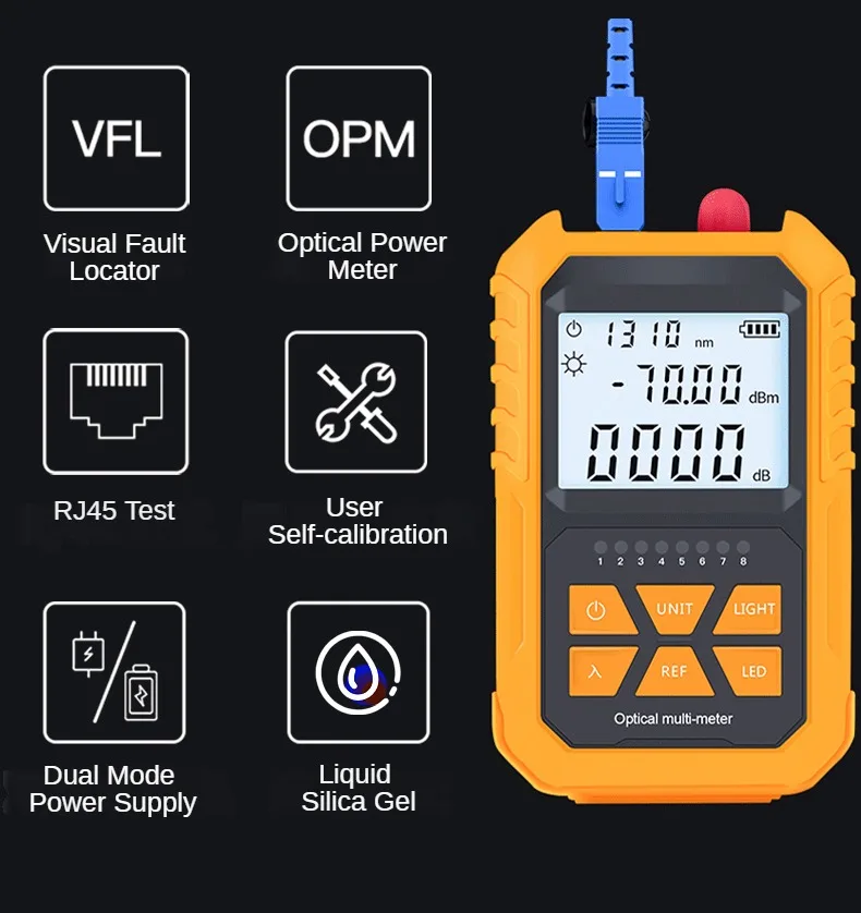 4 in 1 Mini Fiber Optic Multimeter - 15km Visual Fault Locator