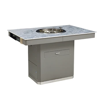 Modern Commercial Electric Smokeless Hot Pot Dining Table Built-in ...