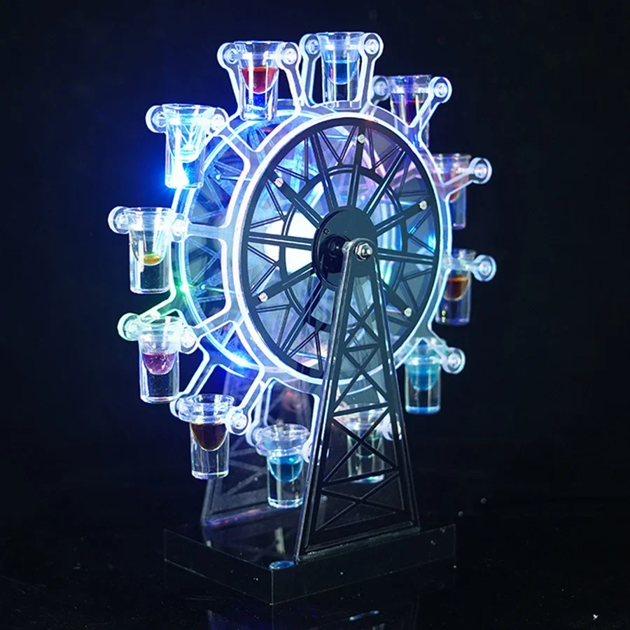 Rechargeable Acrylic LED Shot Glass Display Rack Luminous Ferris Wheel ...