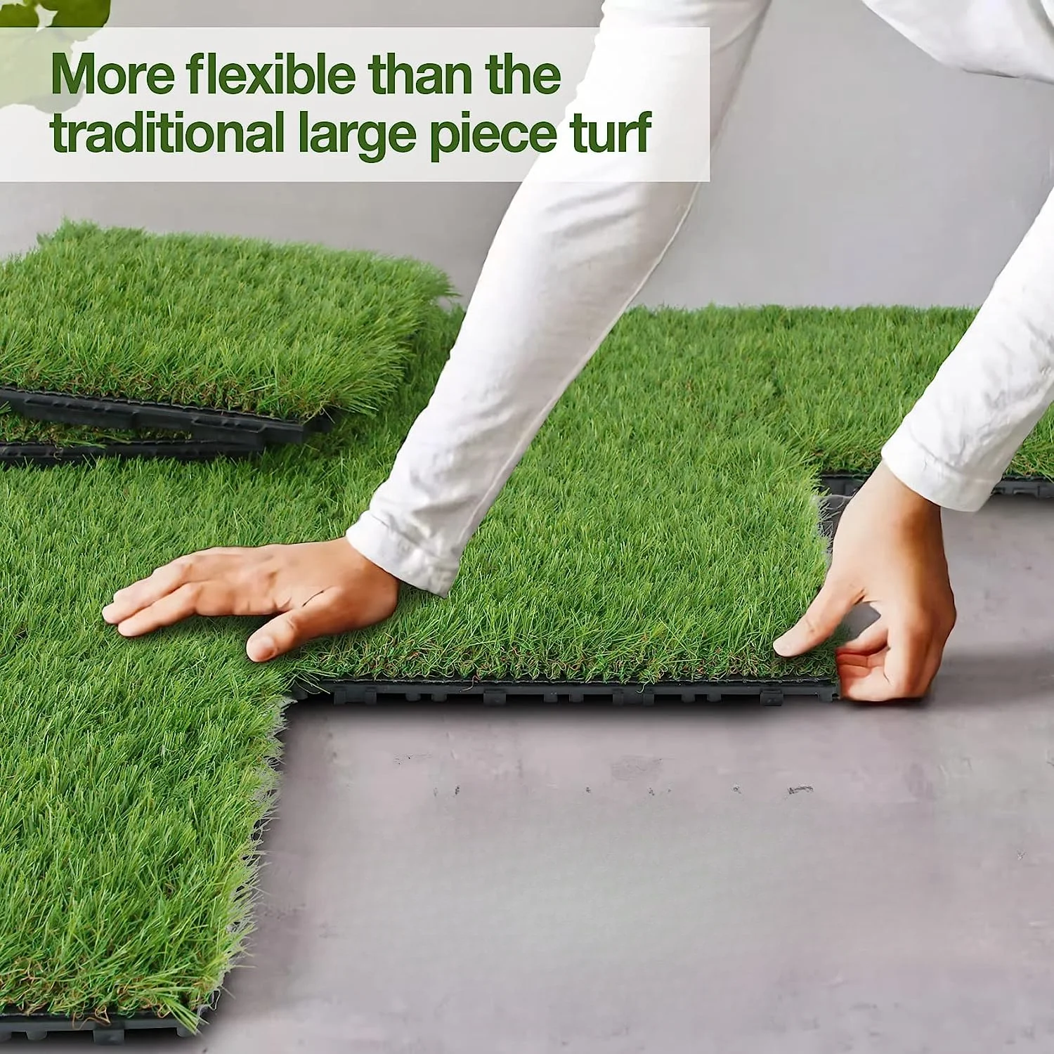 Artificial Grass Tiles Interlocking Turf Deck Set Synthetic Fake Grass ...