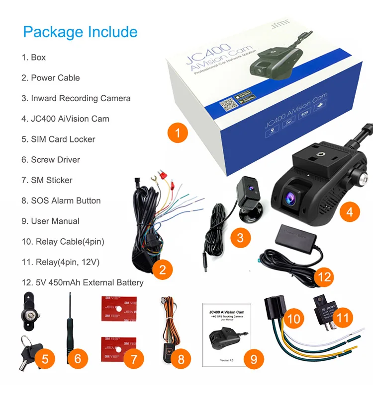Concox Jimi Jc400 4g Ai Dash Cam With Gps & Dual Lens | Wholesale