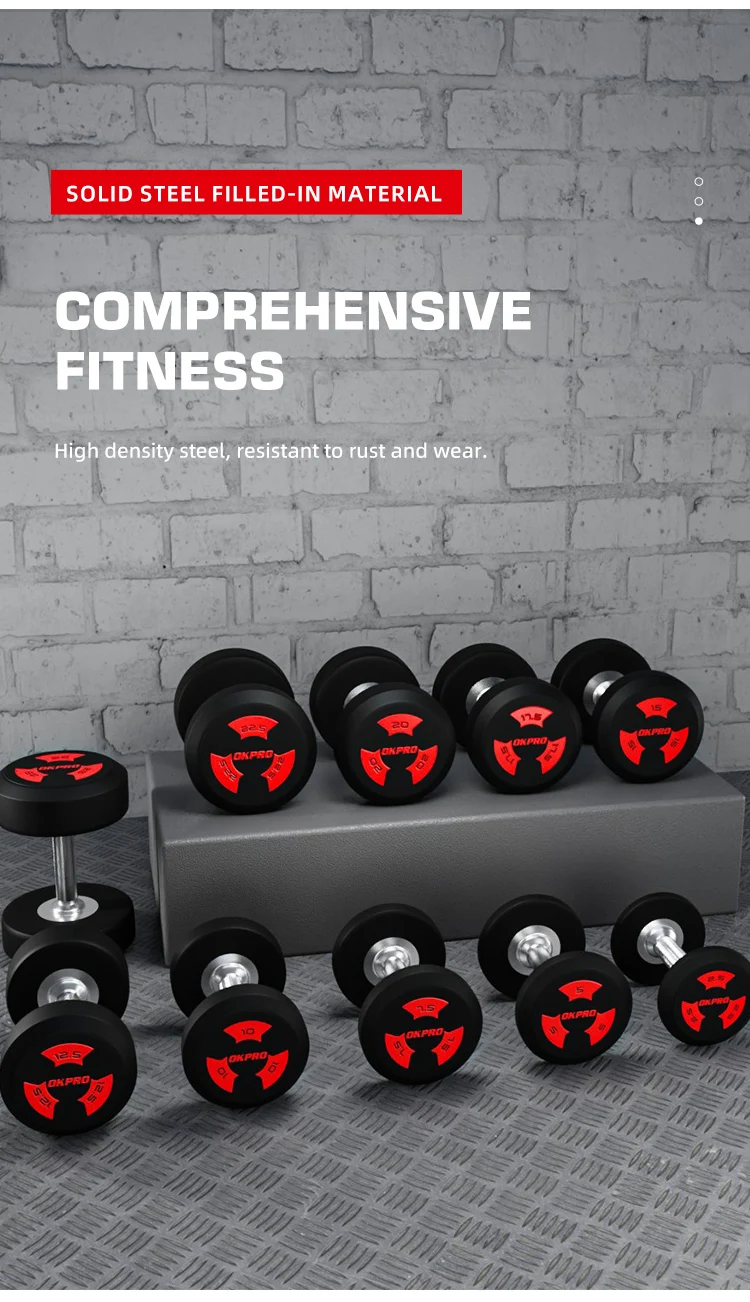Free Weights Urethane Dumbbell Gym Fitness PU Dumbbell