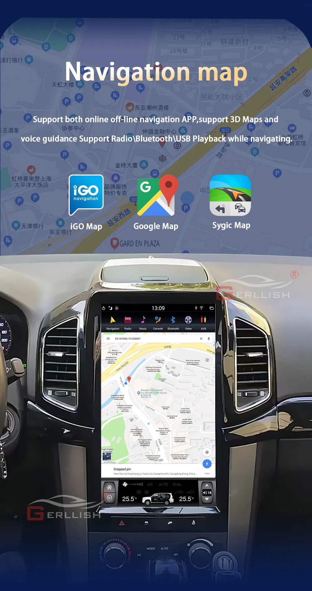 13.6 Inch Tesla Style Vertical Touch Screen Android Car DVD Player for ...