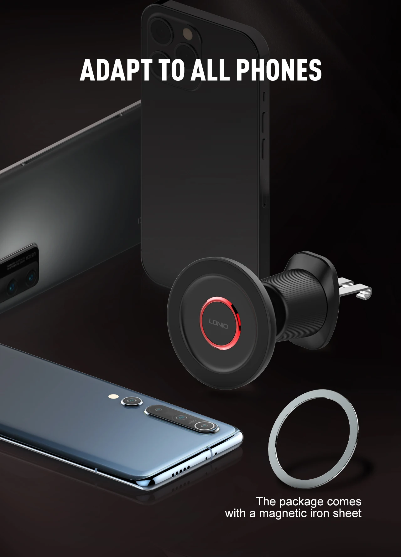 LDNIO MA22 Magnetic Car Phone Holder - Universal Dashboard Clip for ...