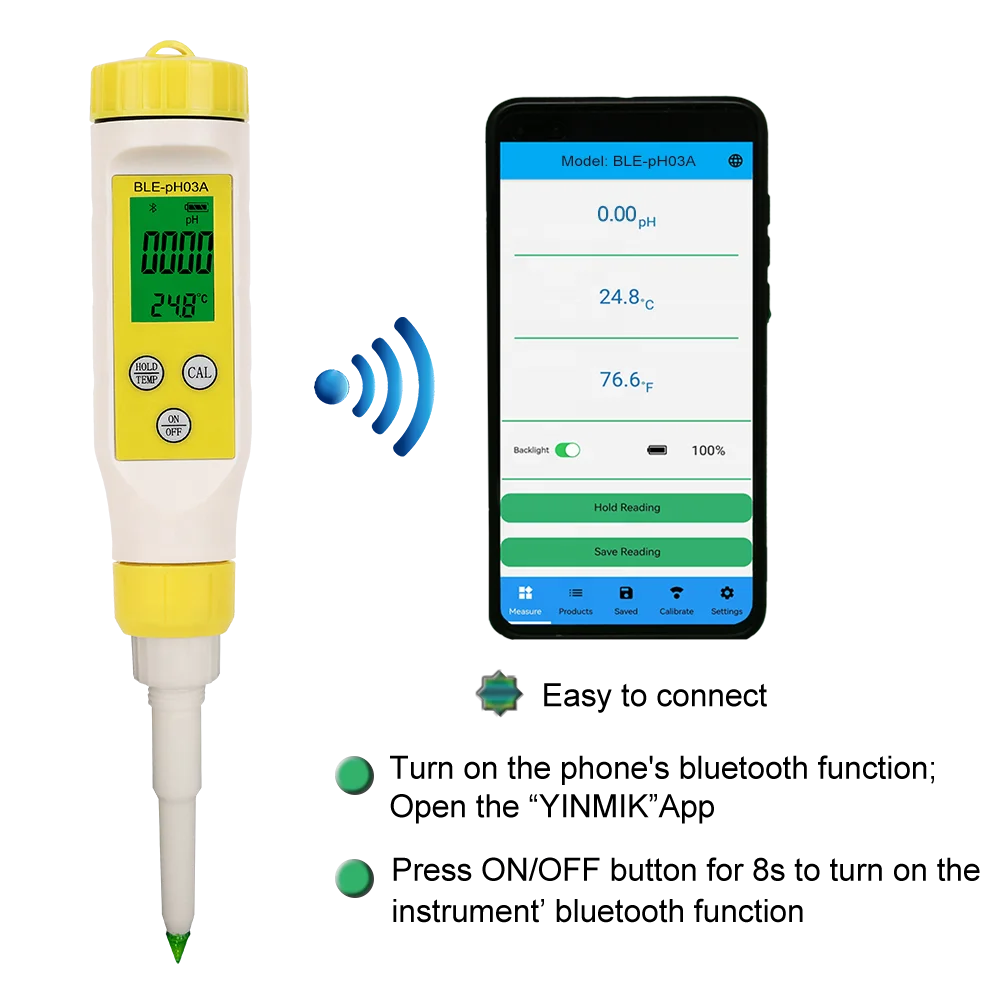 Ble-ph03a Digital Bluetooth Ph Meter for Cosmetics Testing