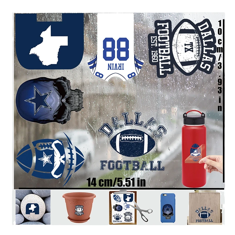 Custom Uv Transfer Dtf American Football Team Transparent 3d Printing ...