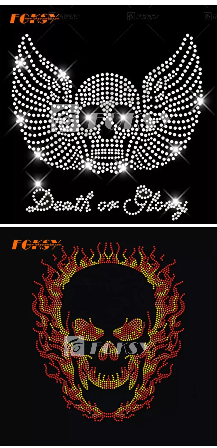 Custom Glass Hotfix Rhinestone Transfer Motif Style Logo
