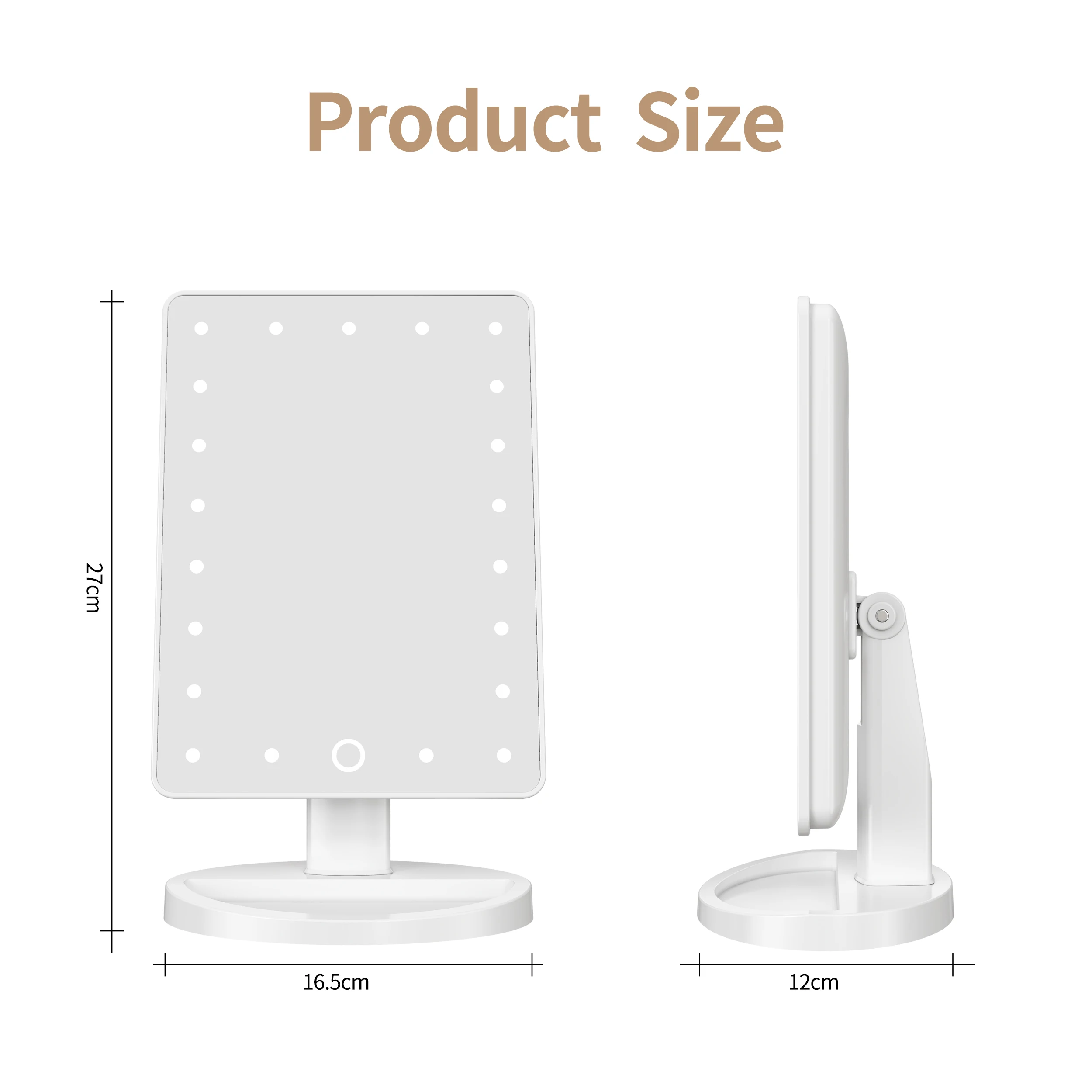 Dual Power Supply Touch Sensor Desk 21 LED Lighted Mirror Cosmetic ...