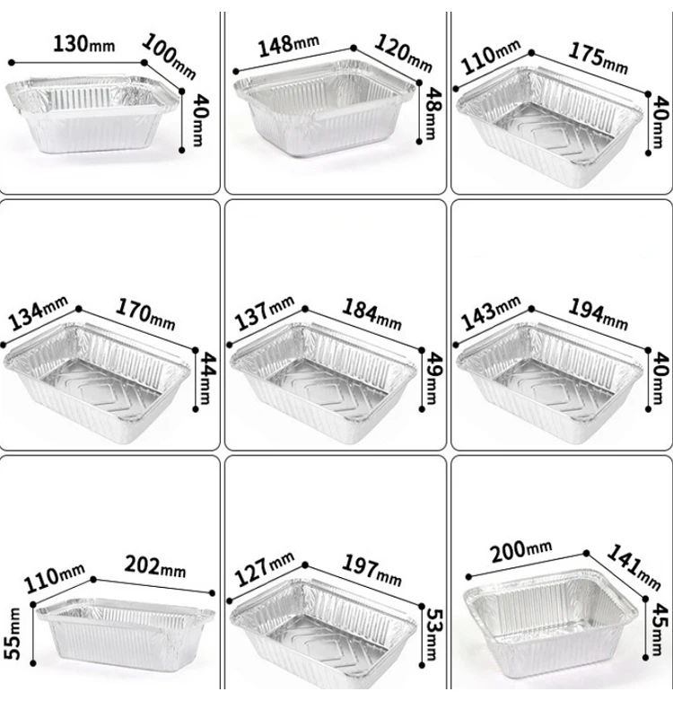 Containerized Different Sizes of Rectangular Aluminium Foil Food ...