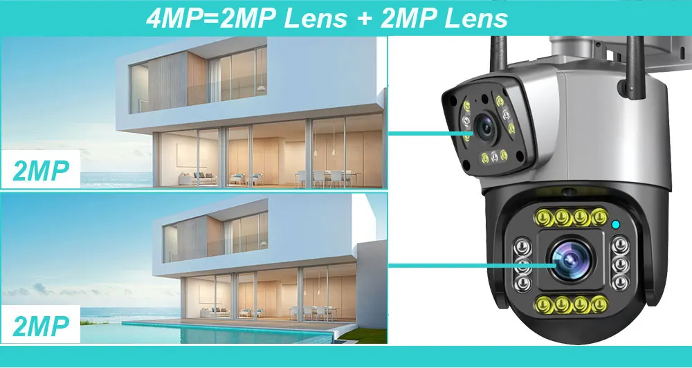 4MP 2K PTZ Camera 4G Sim Card 10X Zoom Dual-Lens Dual Screen Auto ...