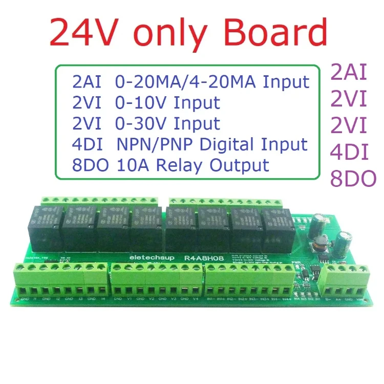 RS485 Modbus RTU PLC IO Expanding Board 8DO-4DI-8AI 4DO-2DI-3AI 4-20MA ... RS485 Modbus RTU PLC IO Expanding Board 8DO-4DI-8AI 4DO-2DI-3AI 4-20MA ...
