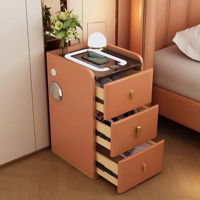 Customized Modern Luxury Solid Wood Smart Nightstand Wireless Charging ...