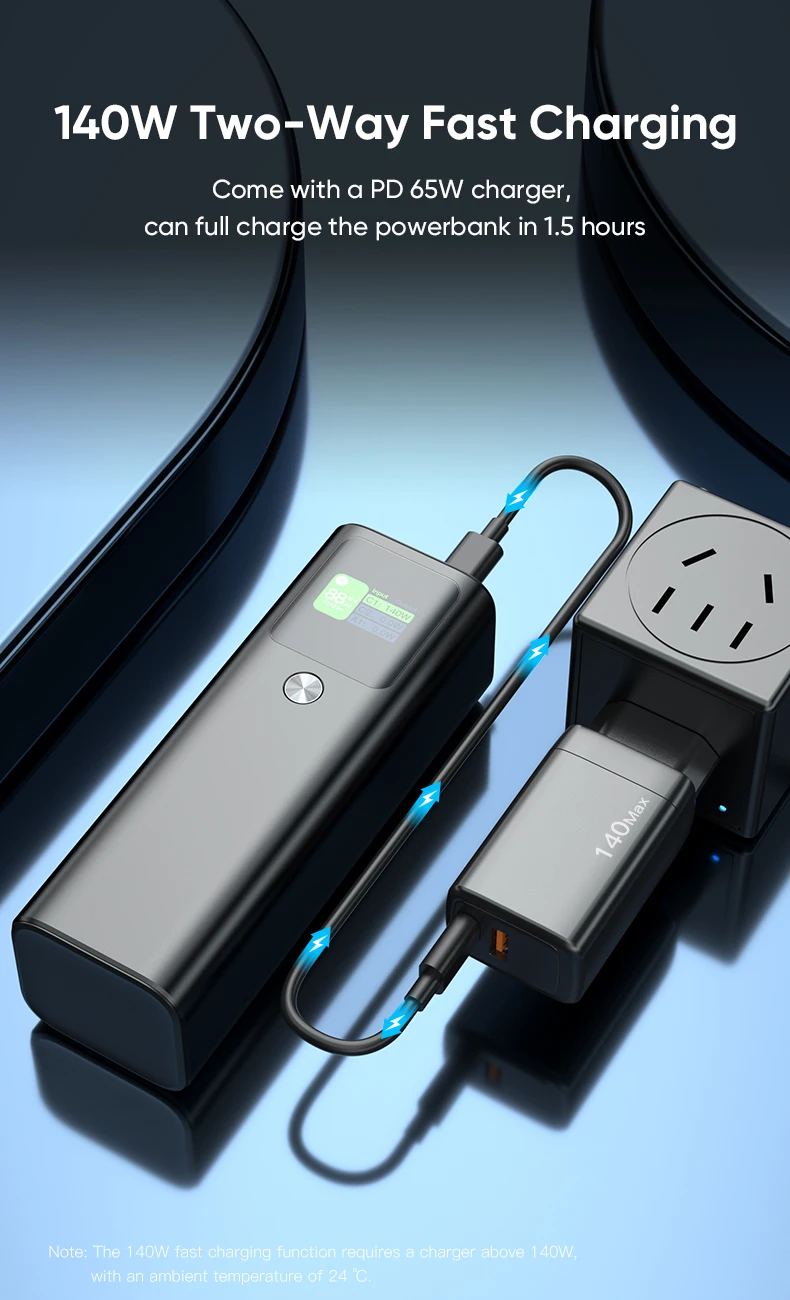 Quick Charging Large Capacity 24600mah Power Bank With Led Display 140w ...