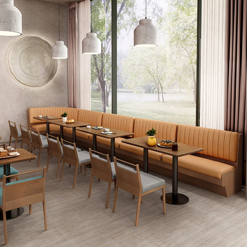 Modern Commercial Cafeteria Leather Banquette Table Restaurant ...
