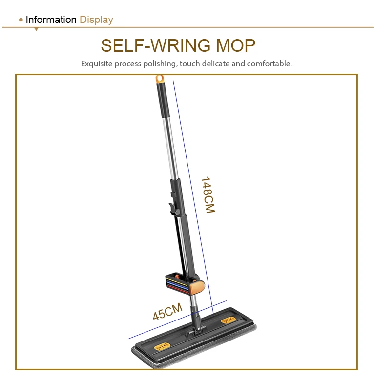 360 Degree Microfiber Floor Mop Set with Aluminum Pole 2 Washable Pads ...