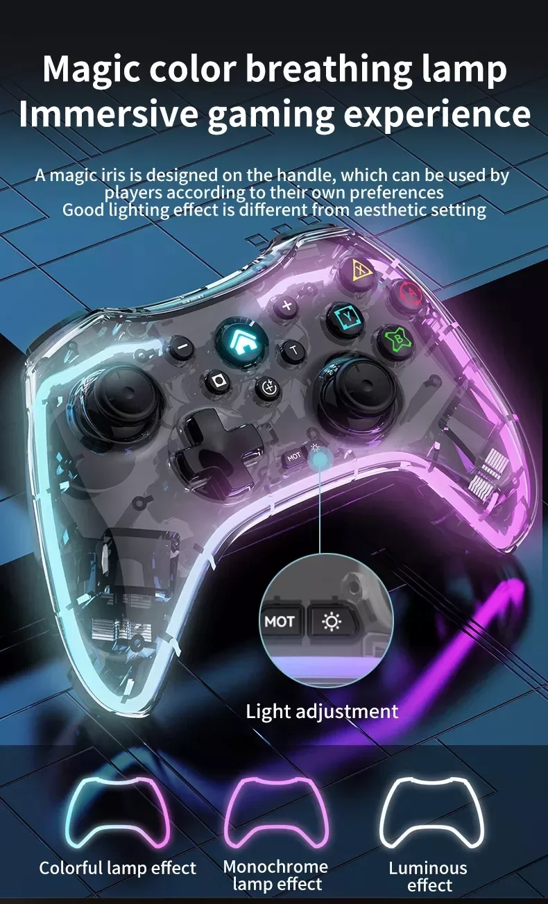 Transparent Joystick Rgb Gaming Wireless Controller Compatible With ...