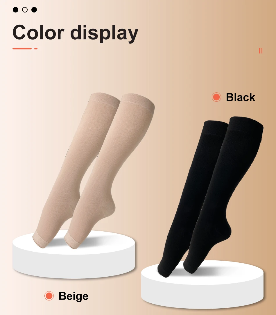 Spandex Knee High Open Toe Stockings - Varicose Vein Relief