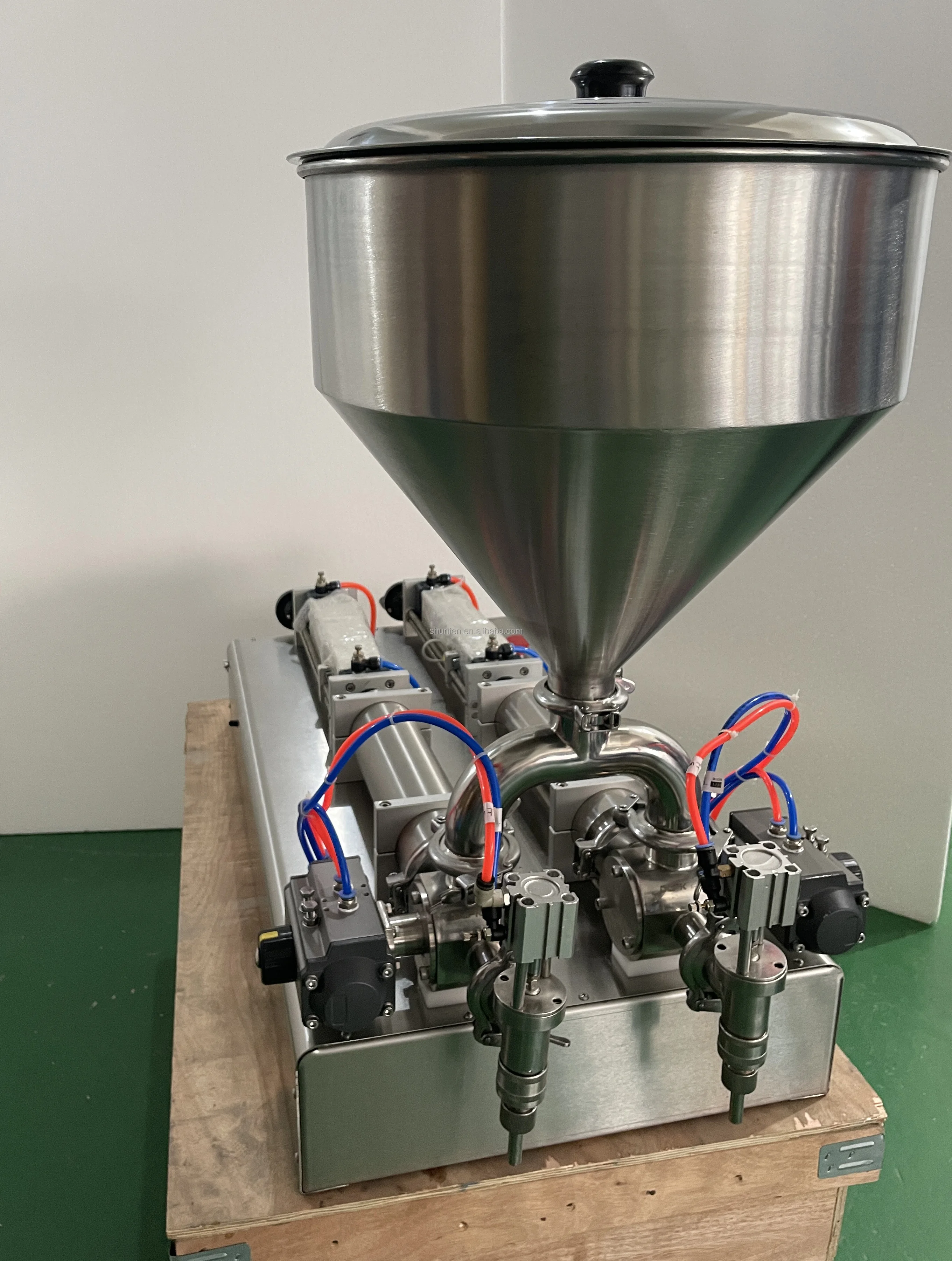 Semi-auto Double-head Paste Filling Machine with Hopper (valve with Actuator, 100-1000ml ...